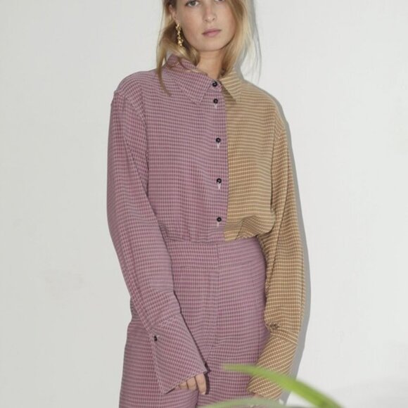 Mr. Larkin | Tops | Mr Larkin Ruby Split Shirt In Pink And Mustard ...